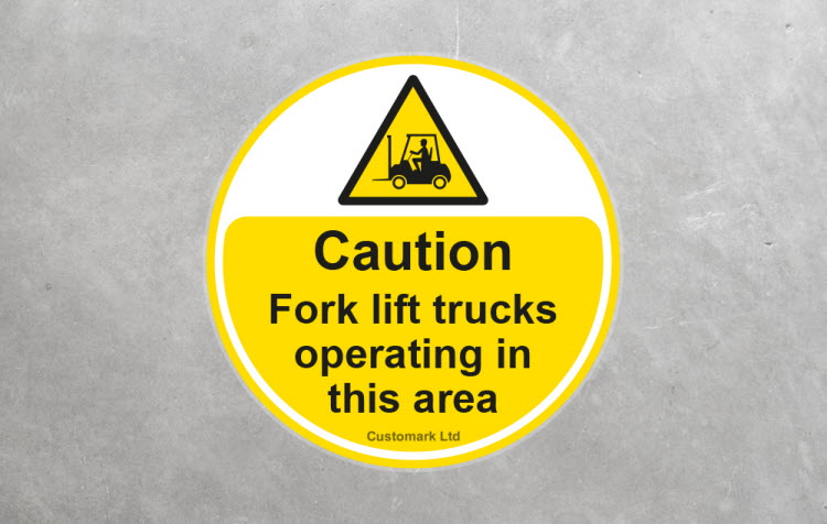 Caution Forklift Operating Floor Stickers & Signs
