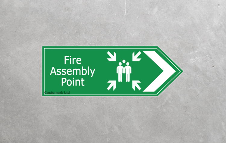 Fire Assembly Point, Arrow Floor Marker Indoor Floor Stickers / Graphics