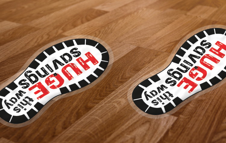 298mm x 138mm Huge Savings This Way Shoe Print Indoor Floor Stickers ...