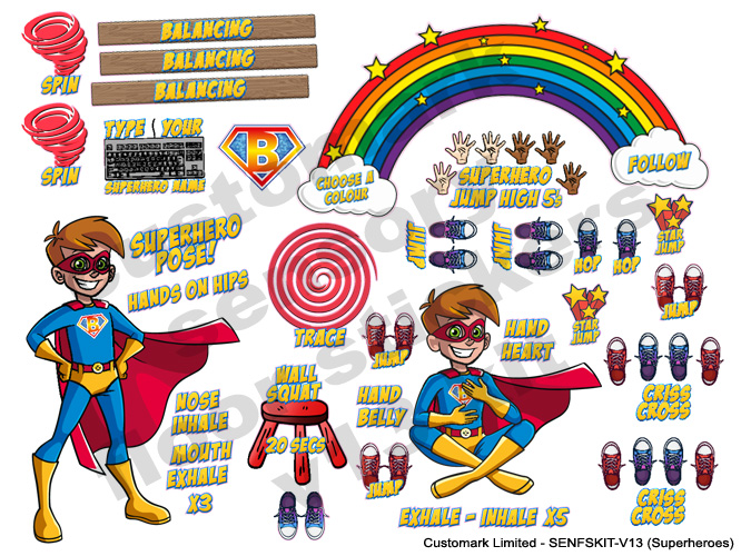 Sensory Floor Sticker Kit (Superhero - Approx 30 graphics) | Customark ...