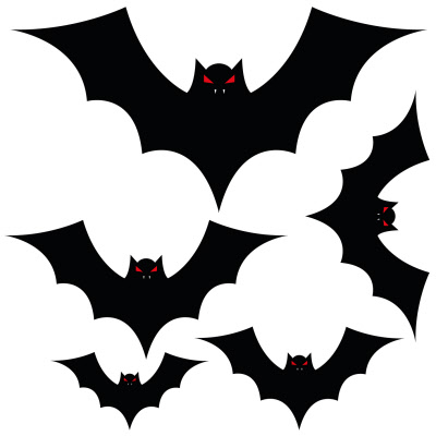 Halloween Bats, set of 5 vinyl floor stickers